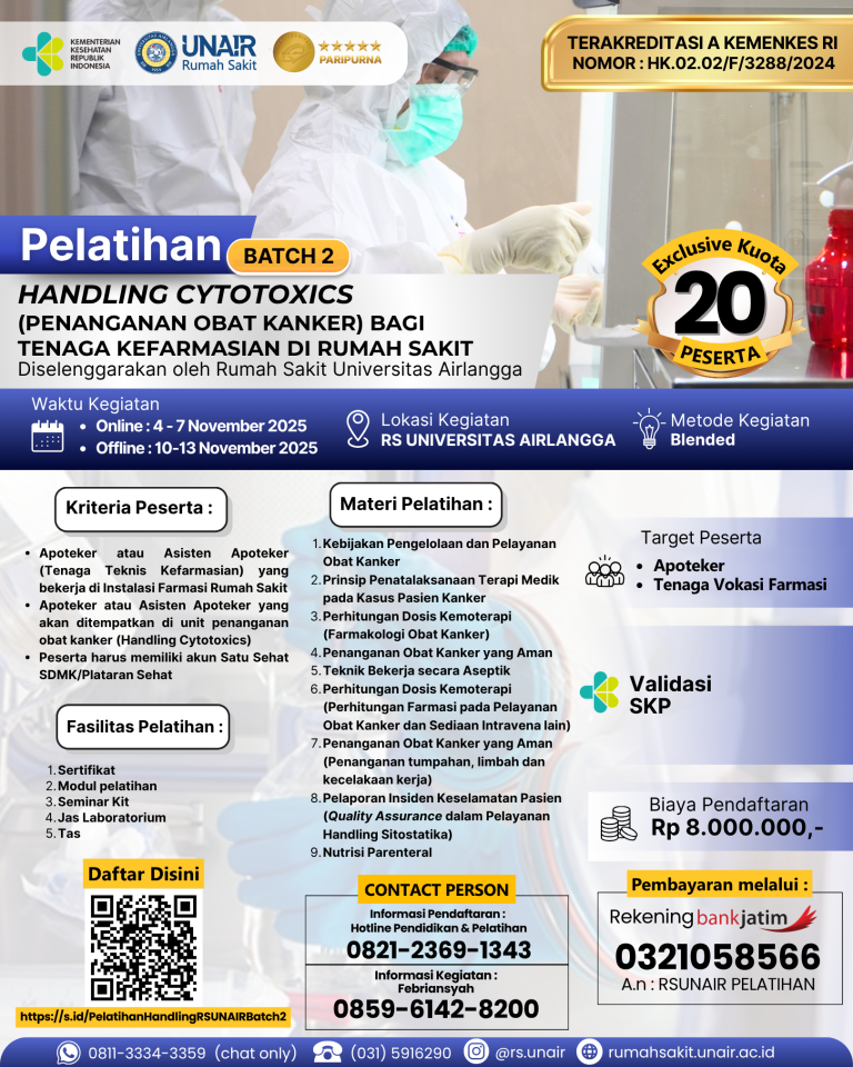KEMBALI HADIR!! PELATIHAN HANDLING CYTOTOXICS BATCH 2 (PENANGANAN OBAT ...